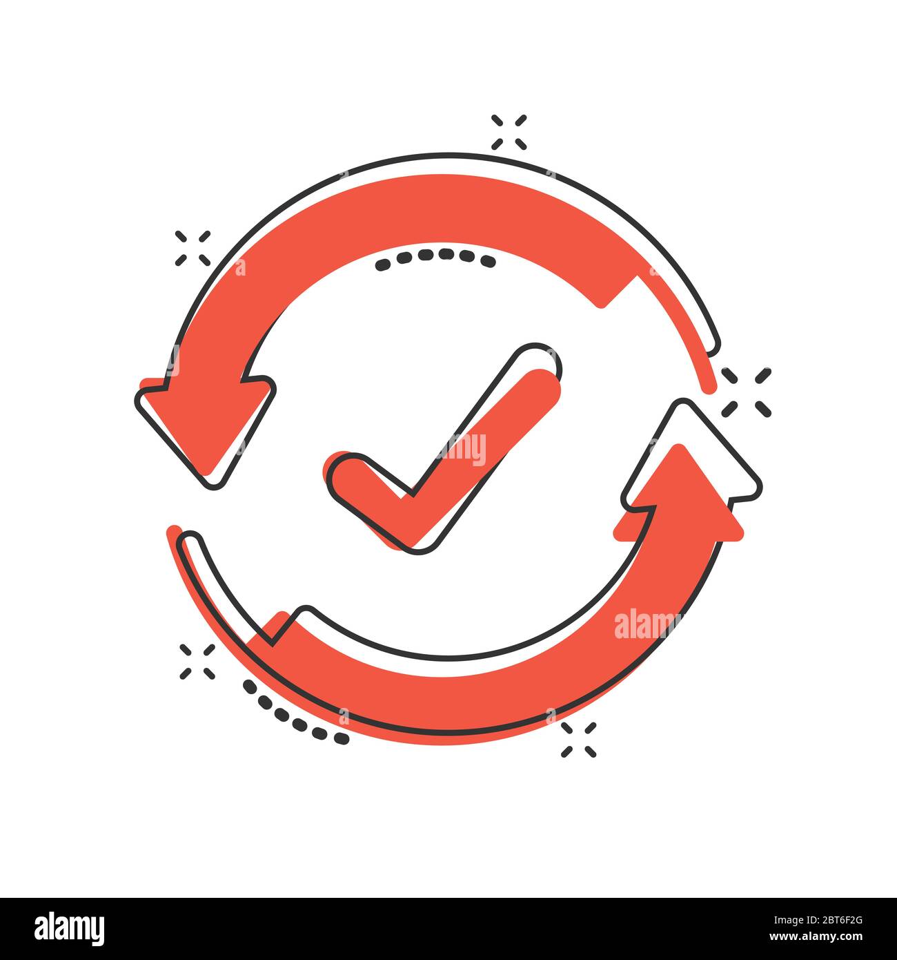 Check mark sign icon in comic style. Confirm button cartoon vector ...