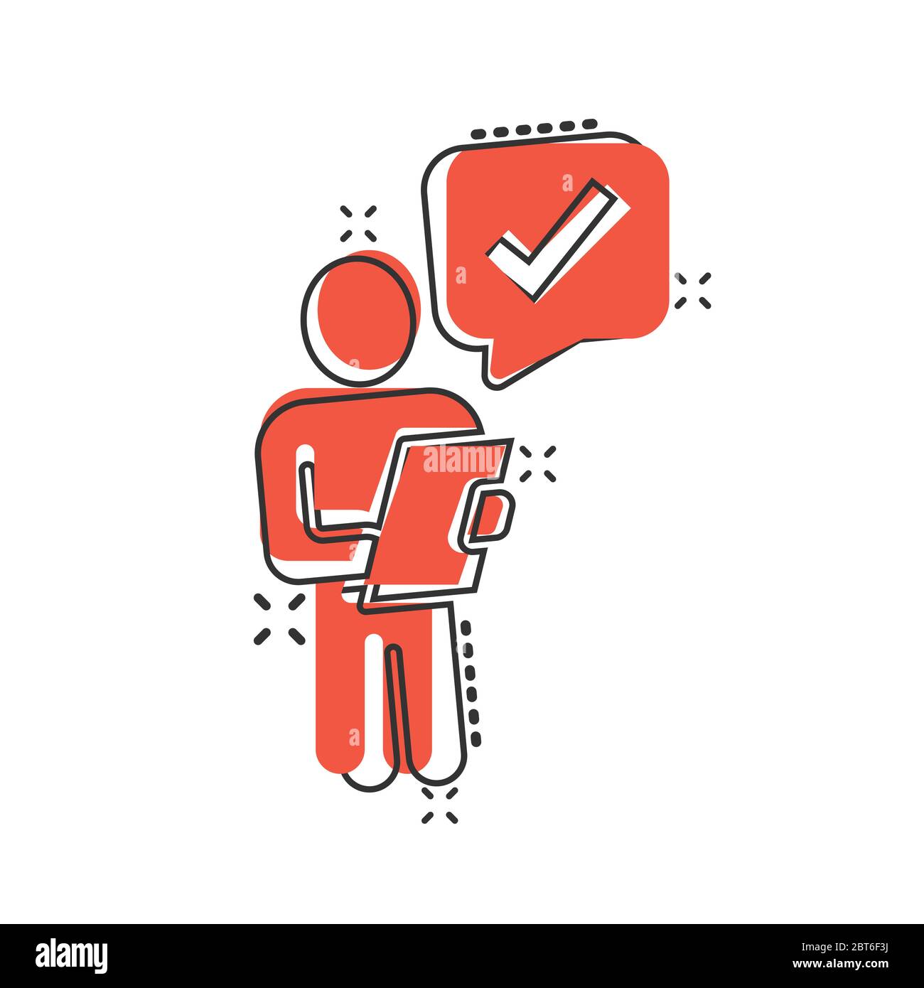 Organization management icon in comic style. People with check mark ...