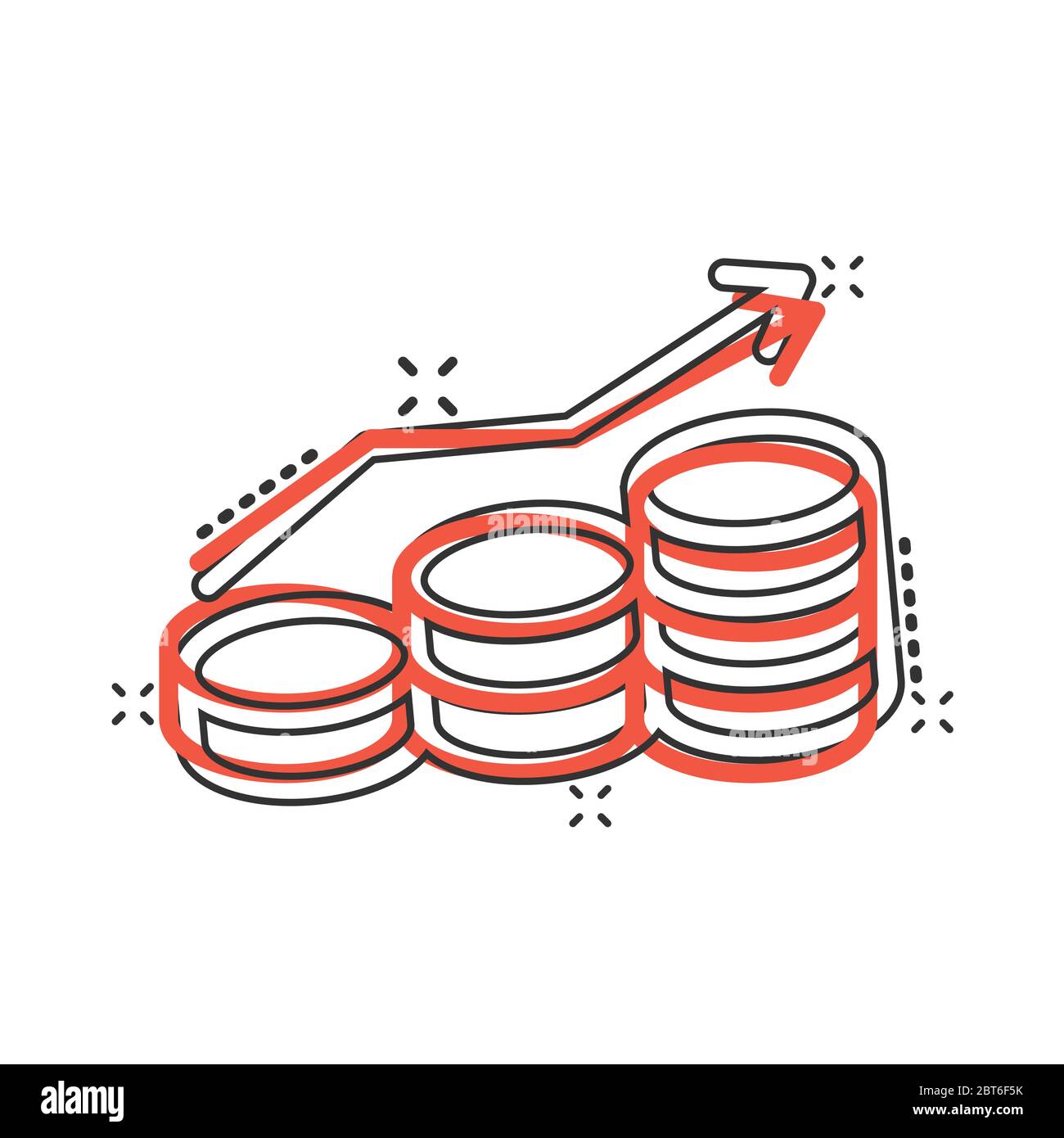 Income rate increase icon in comic style. Finance performance cartoon ...