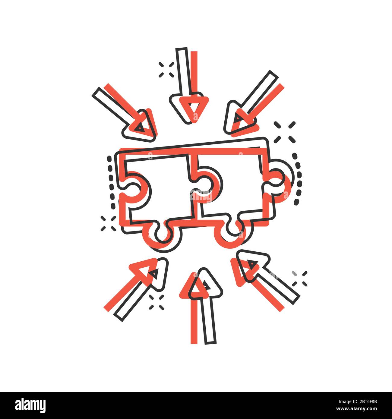 Puzzle jigsaw icon in comic style. Solution compatible cartoon vector ...