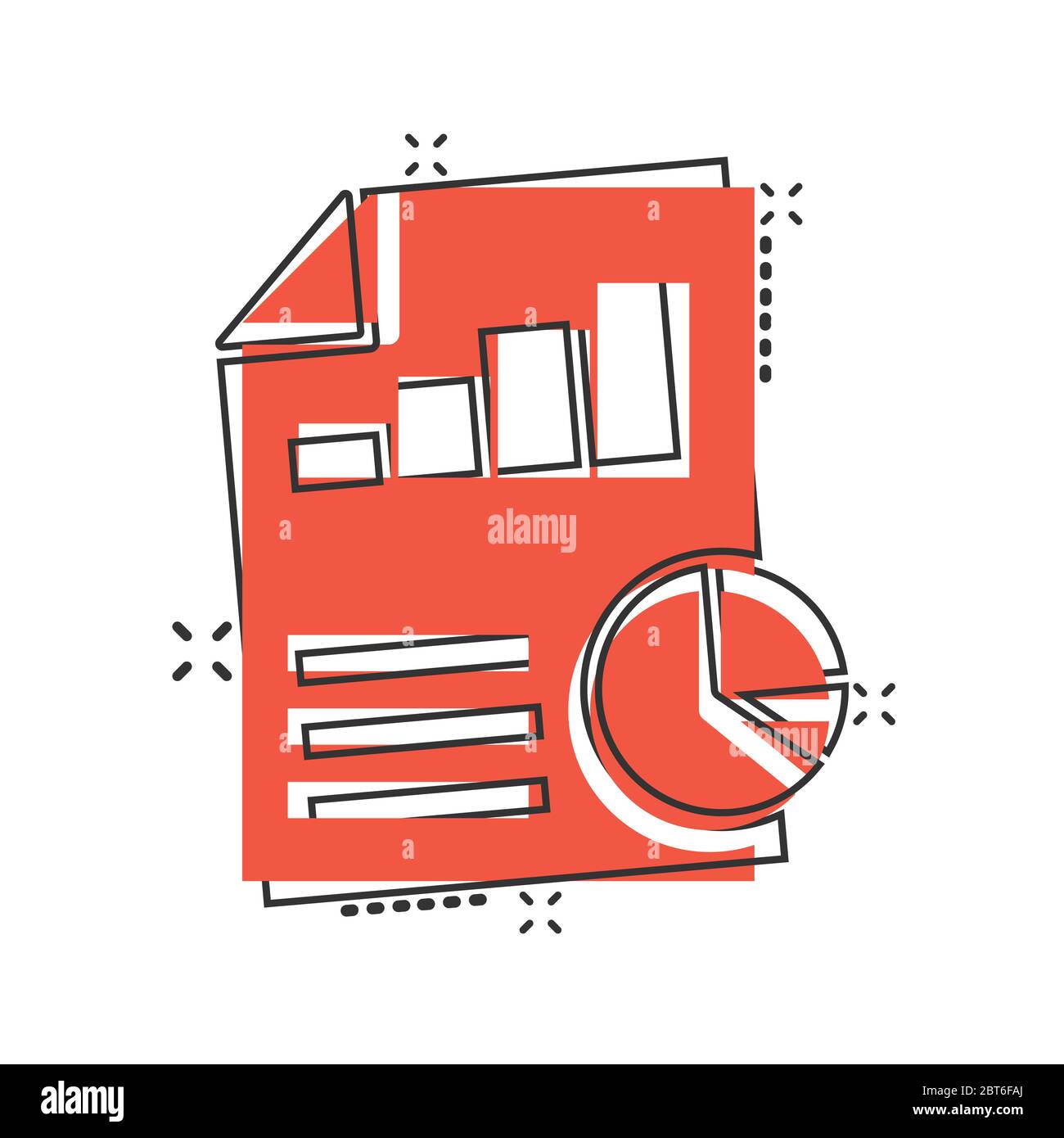 Financial statement icon in comic style. Document cartoon vector ...