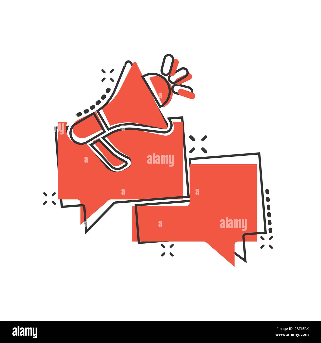 Speech bubble with megaphone icon in comic style. Dialogue box cartoon ...