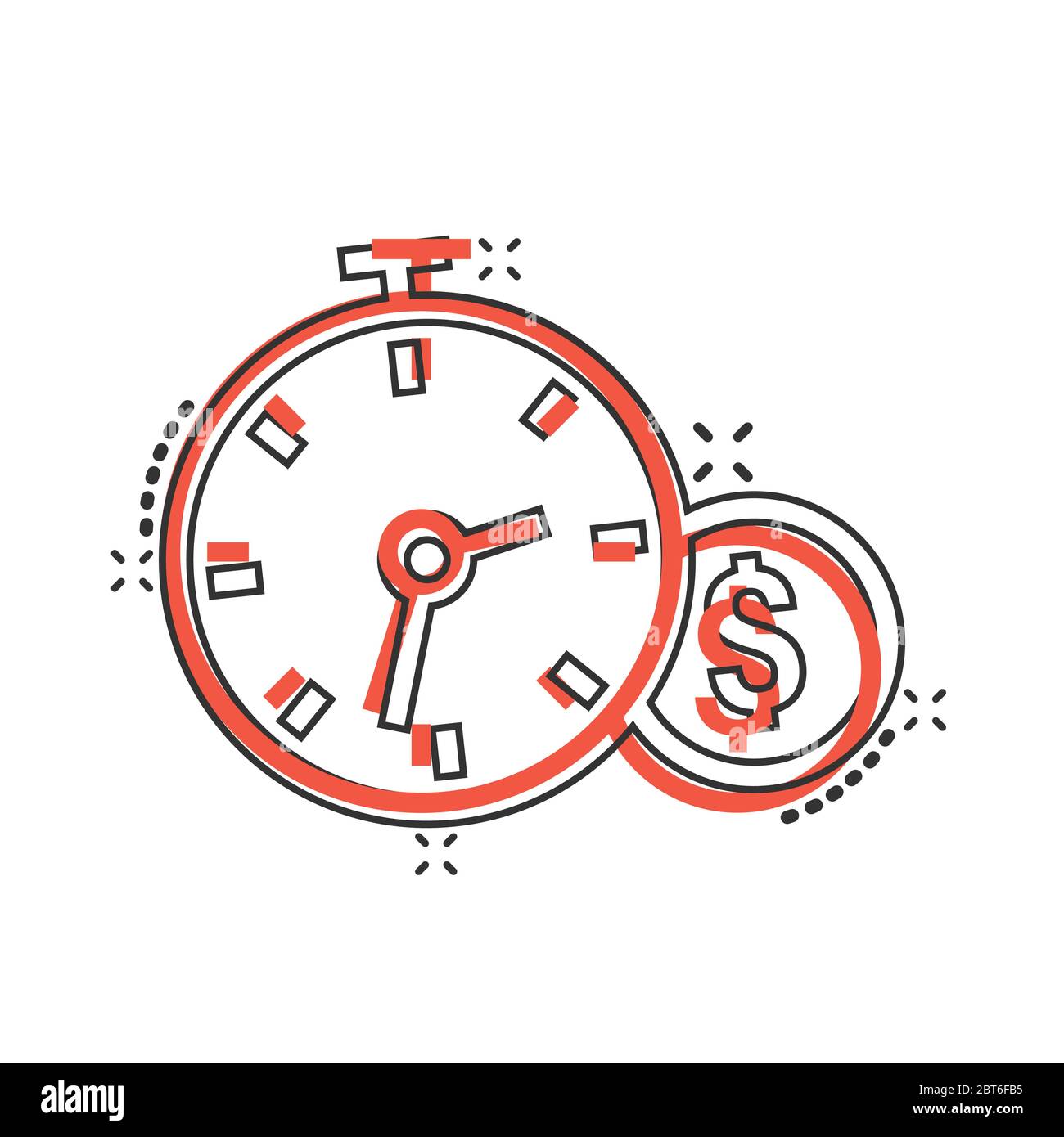 Time is money icon in comic style. Clock with dollar cartoon vector ...