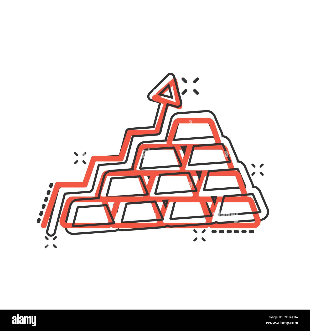 Gold stack price increase icon in comic style. Silver brick diagram ...