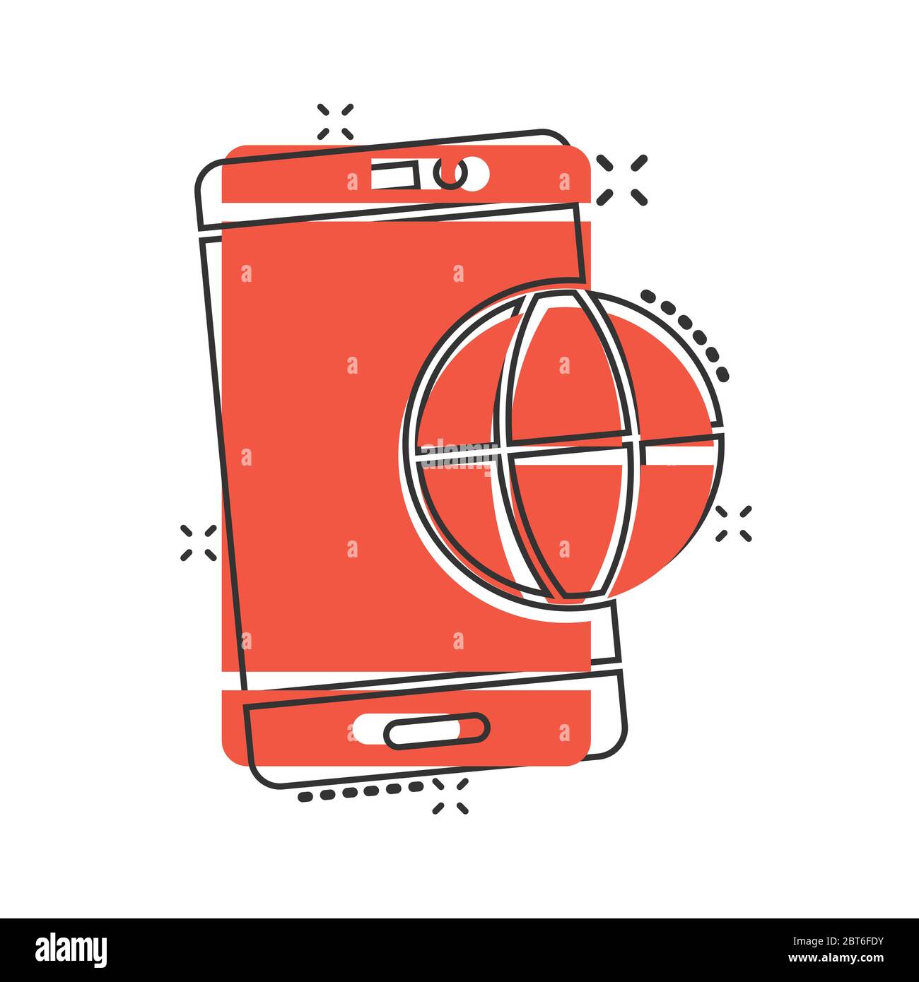 Globe smartphone icon in comic style. Mobile phone location cartoon ...