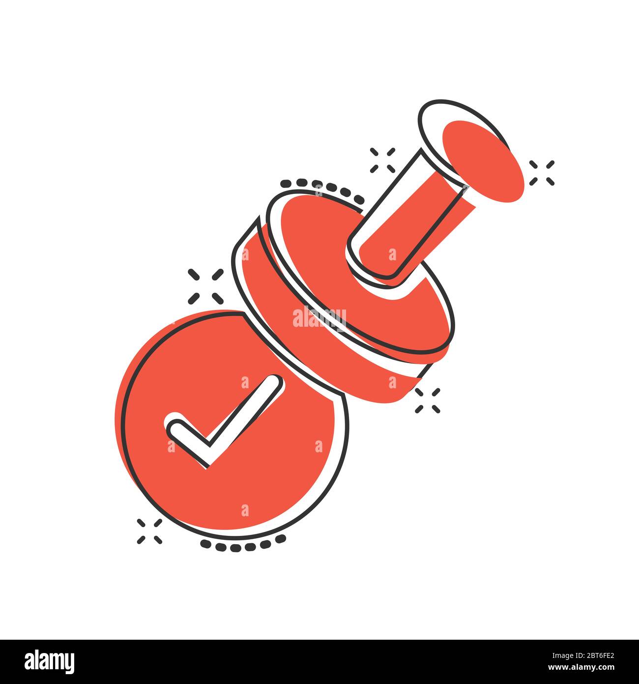 Approve stamp icon in comic style. Accept check mark cartoon vector ...