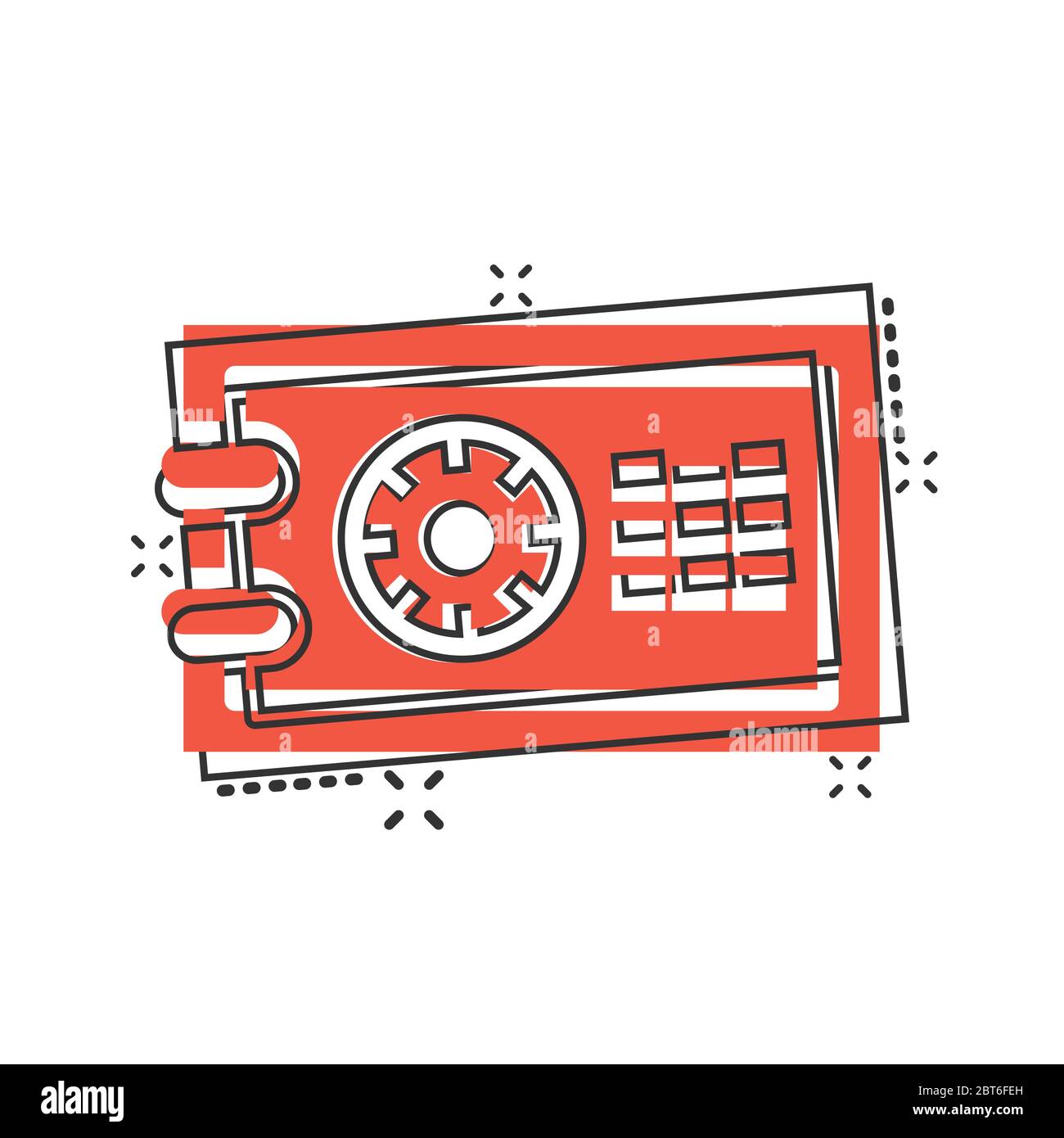 Safe money icon in comic style. Strongbox cartoon vector illustration ...