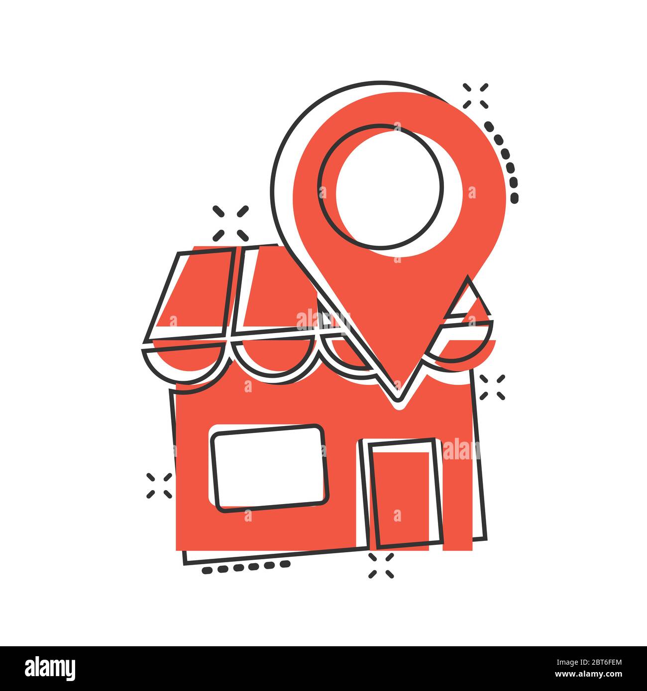 Home pin icon in comic style. House navigation cartoon vector ...