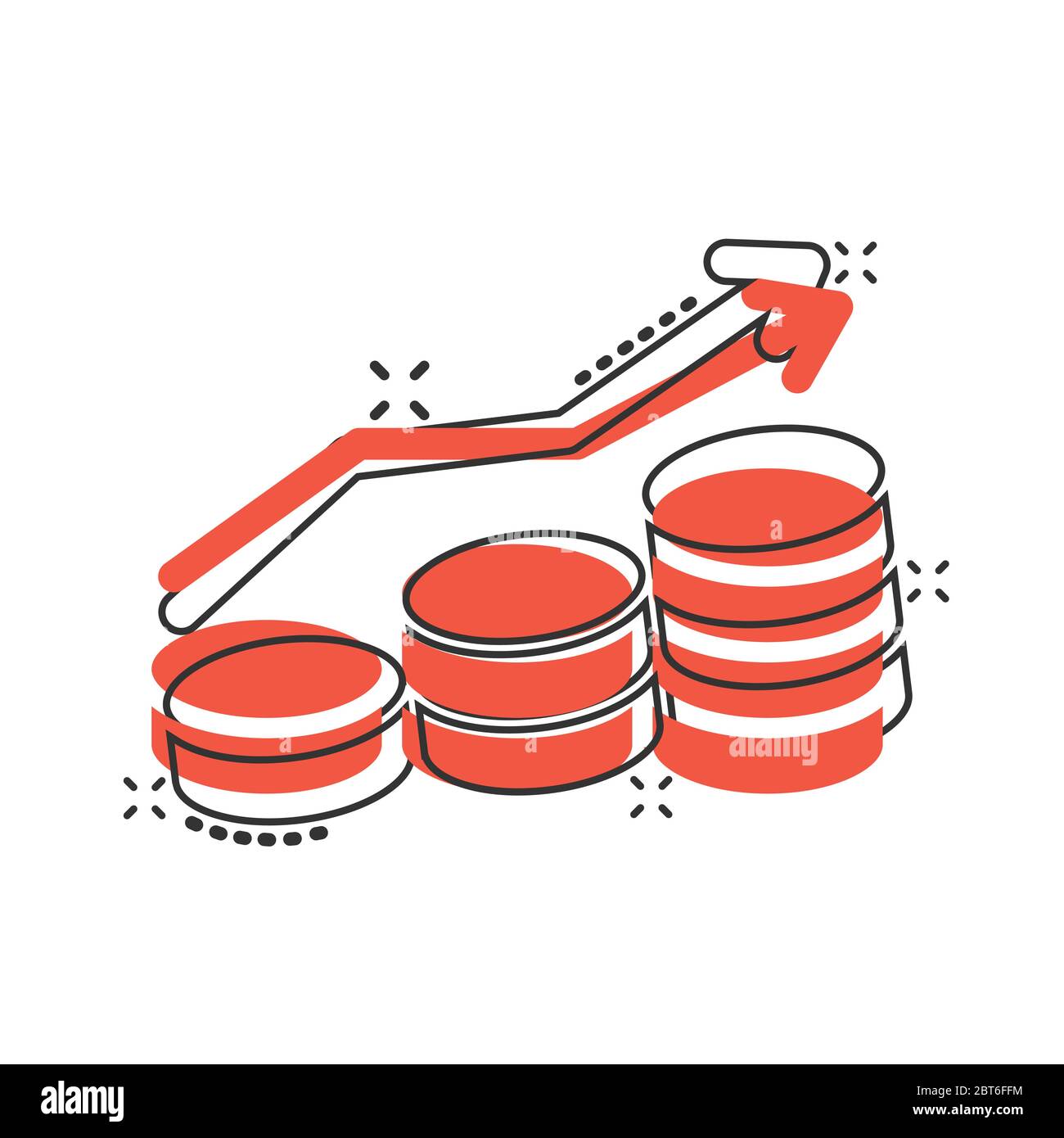 Income rate increase icon in comic style. Finance performance cartoon ...