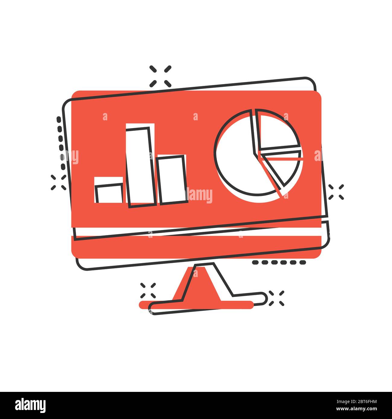 Website analytics icon in comic style. SEO data cartoon vector ...