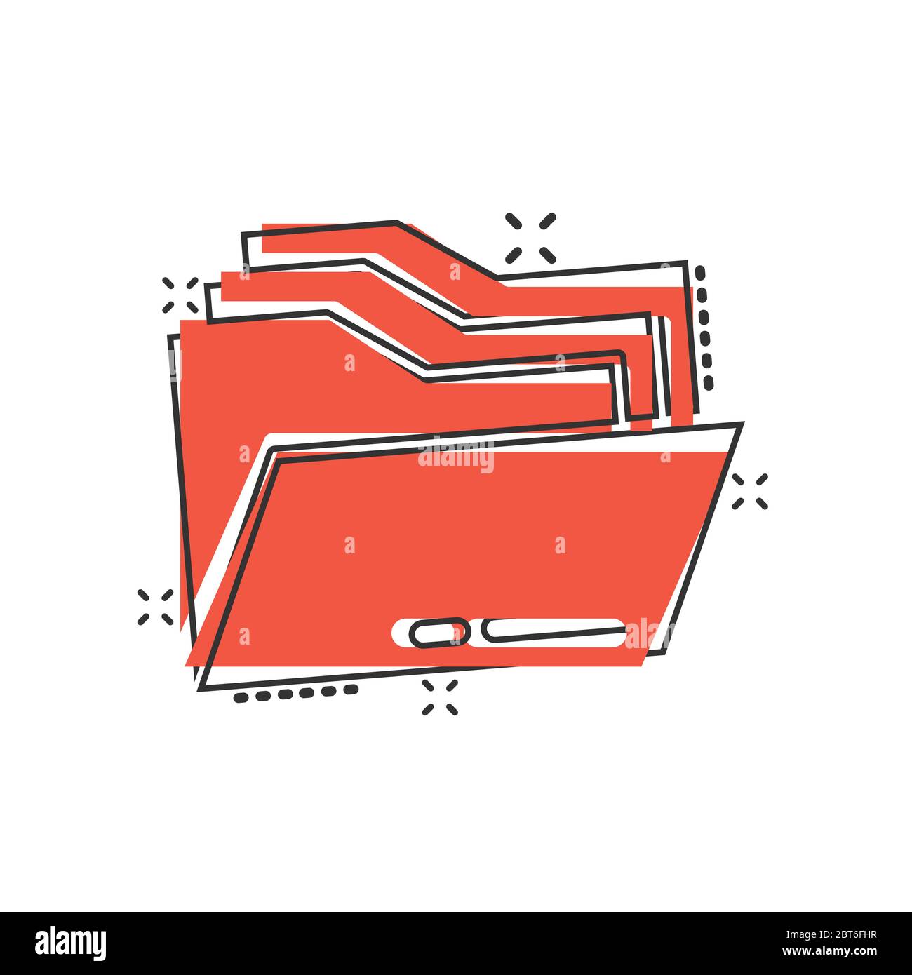 File folder icon in comic style. Documents archive cartoon vector ...