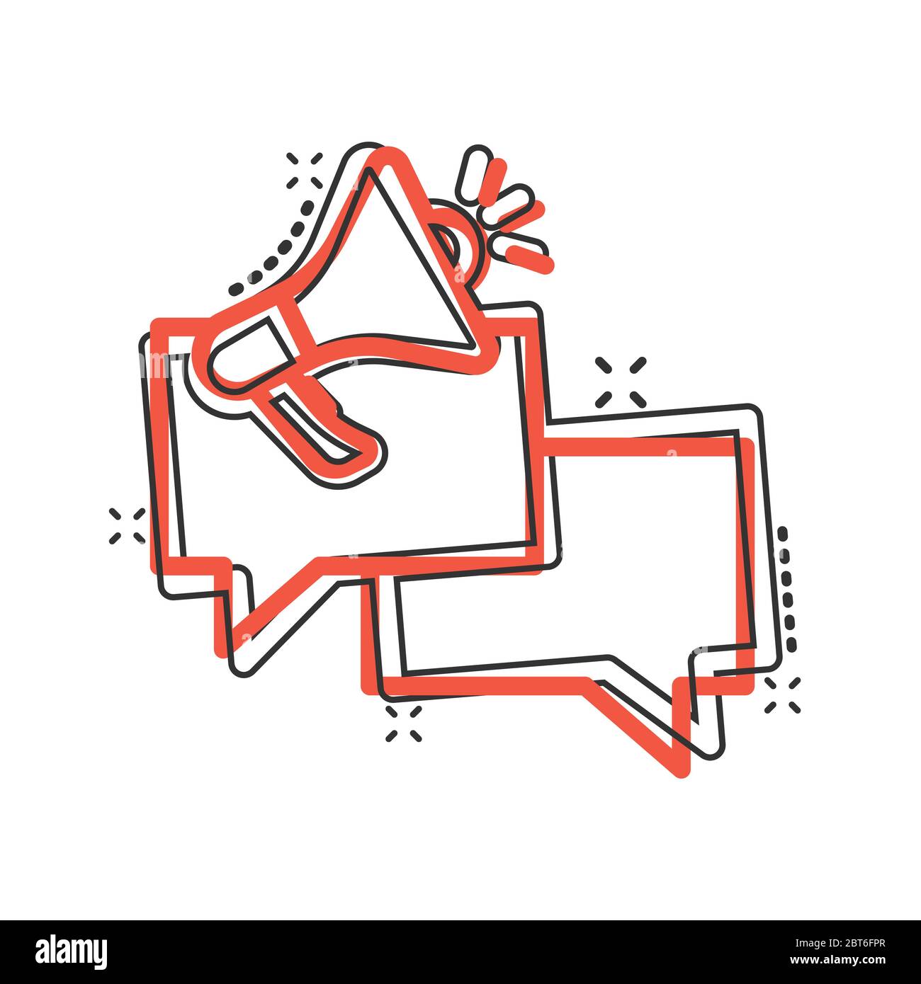 Speech bubble with megaphone icon in comic style. Dialogue box cartoon ...