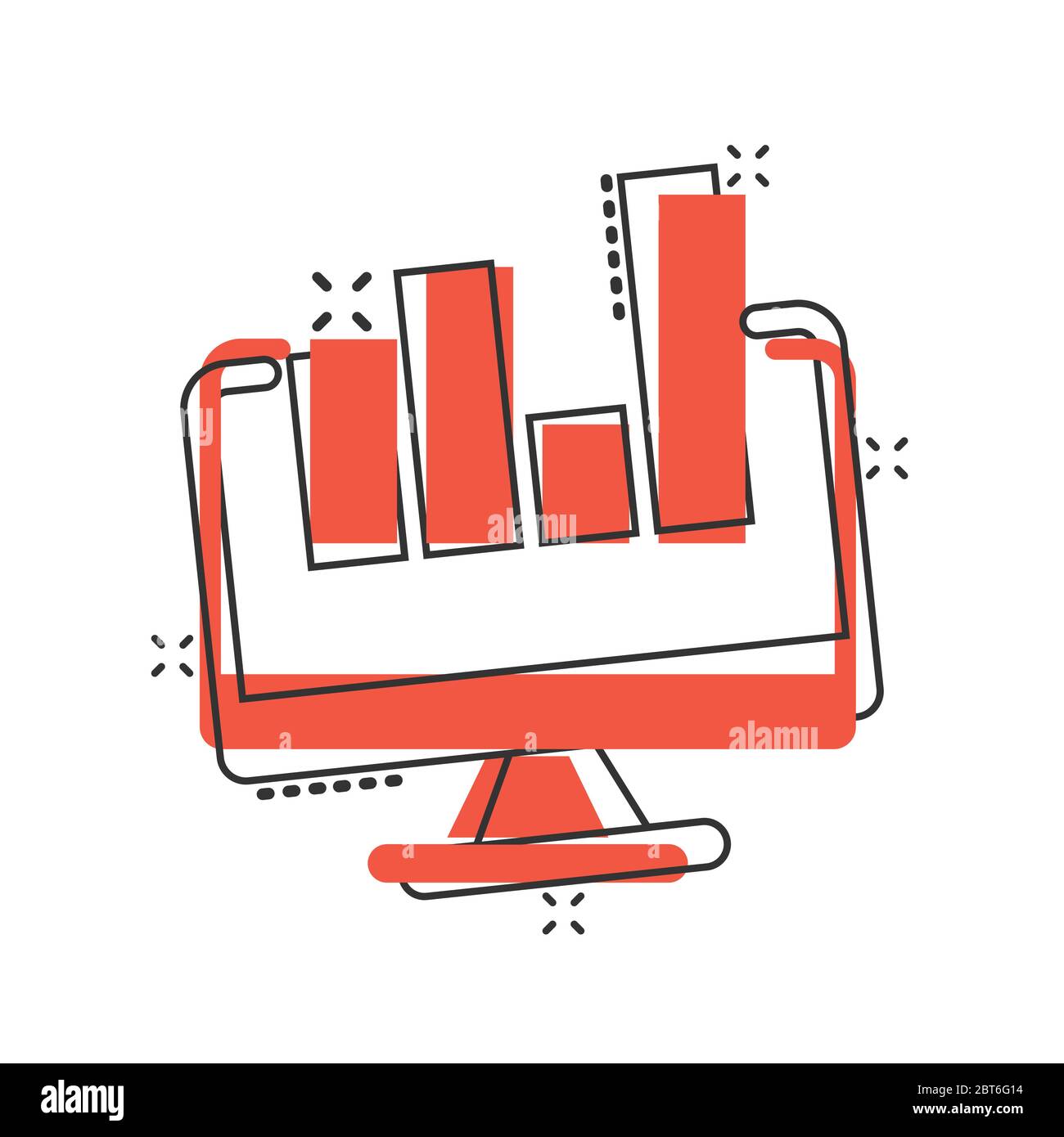 Website analytics icon in comic style. SEO data cartoon vector ...