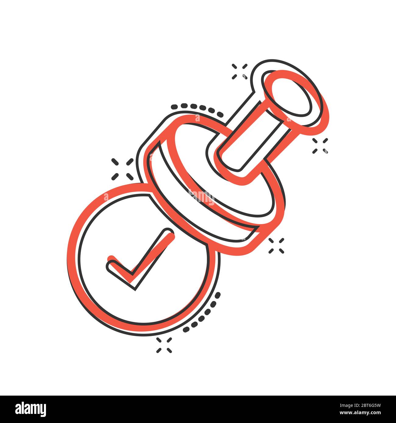 Approve stamp icon in comic style. Accept check mark cartoon vector ...
