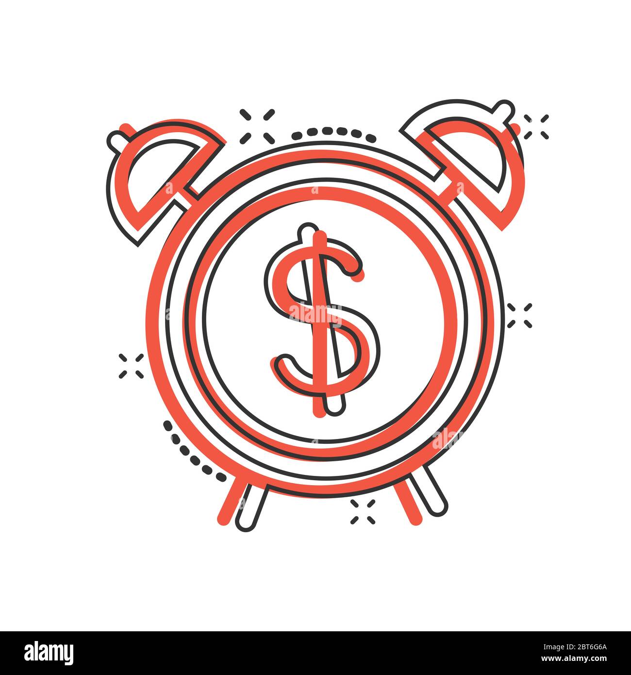 Time is money icon in comic style. Clock with dollar cartoon vector ...