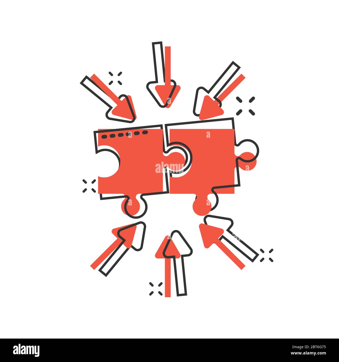 Puzzle jigsaw icon in comic style. Solution compatible cartoon vector ...