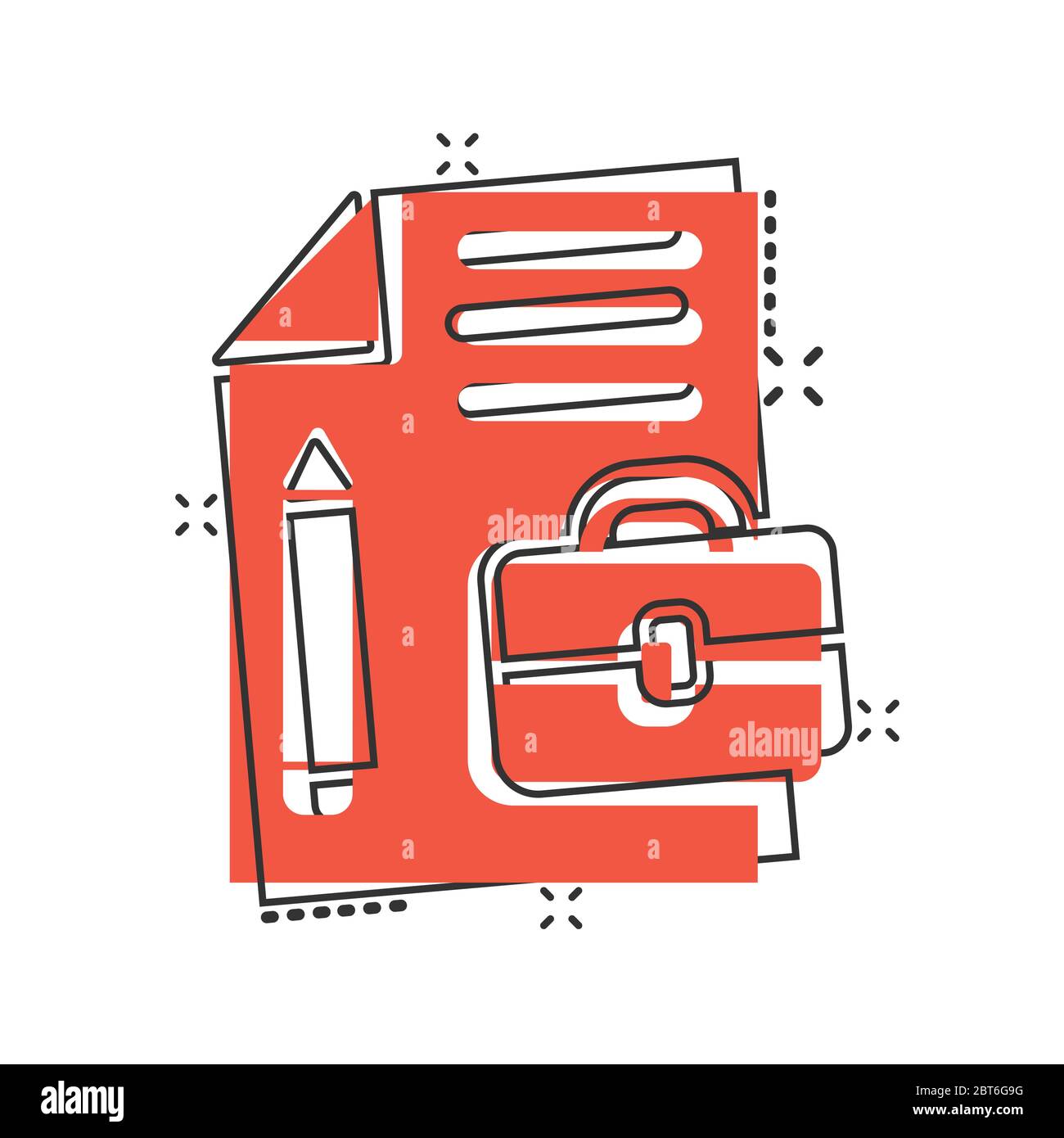 Document note with pen icon in comic style. Paper sheet pencil and ...