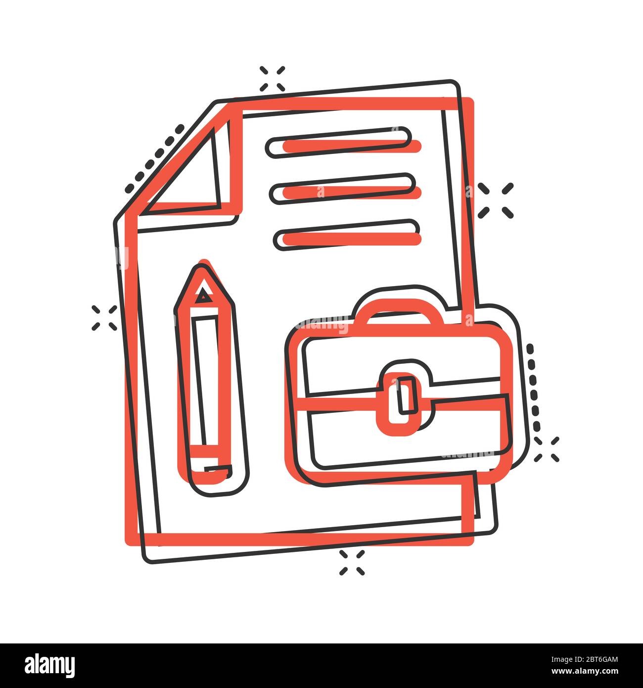 Document note with pen icon in comic style. Paper sheet pencil and ...