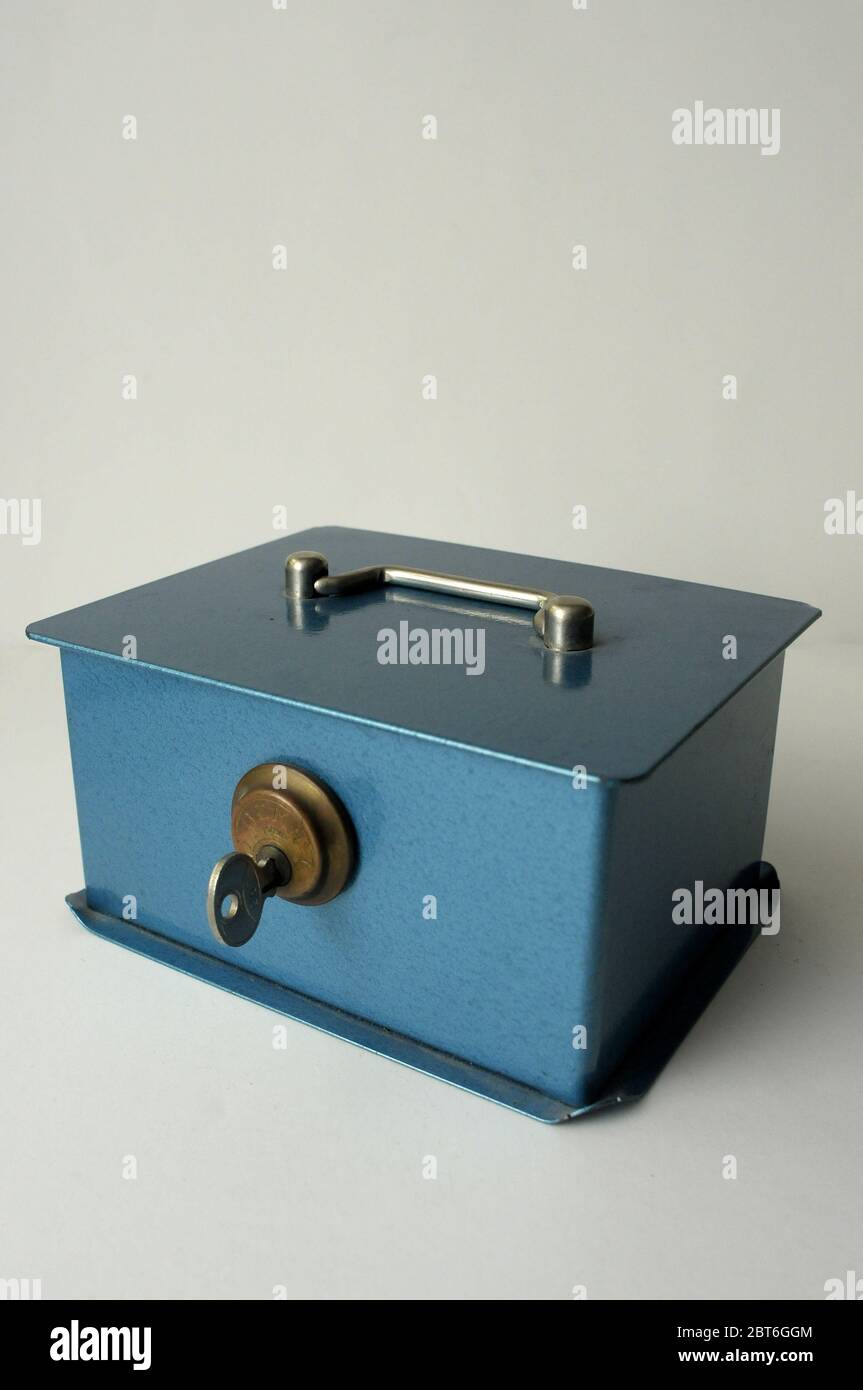 blue metal safe box Stock Photo - Alamy