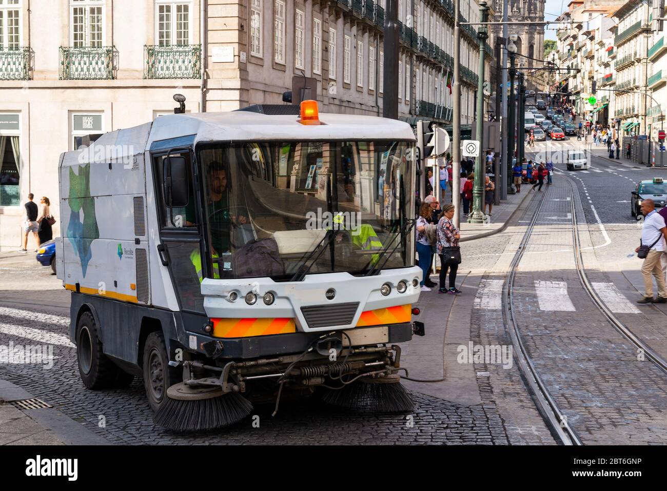 Portugal, Porto October 06, 2018: Street Sweeper on street in Porto ...