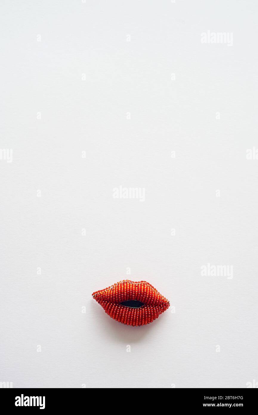 Lips made of bissen on a white background. Minimalism. Handmade ...