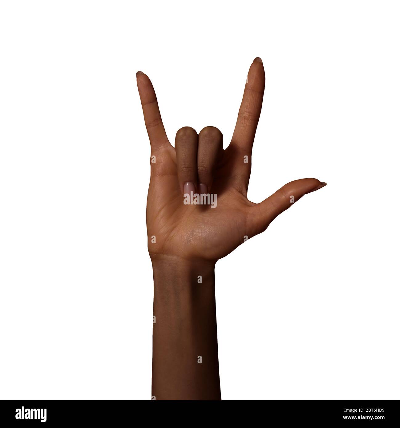 Hand showing black symbol manual language Stock Photo - Alamy
