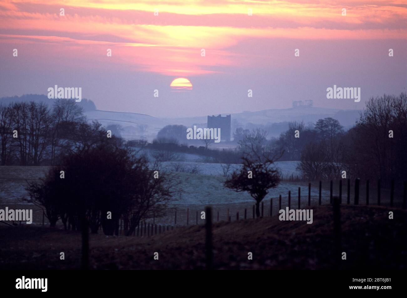 Threave Castle midwinter sunset from near Castle Douglas, Galloway ...