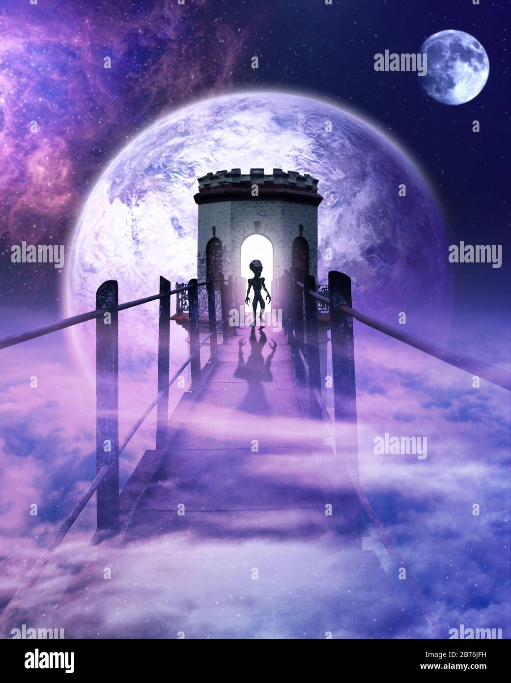 alien walking out of space gateway fantasy Stock Photo - Alamy
