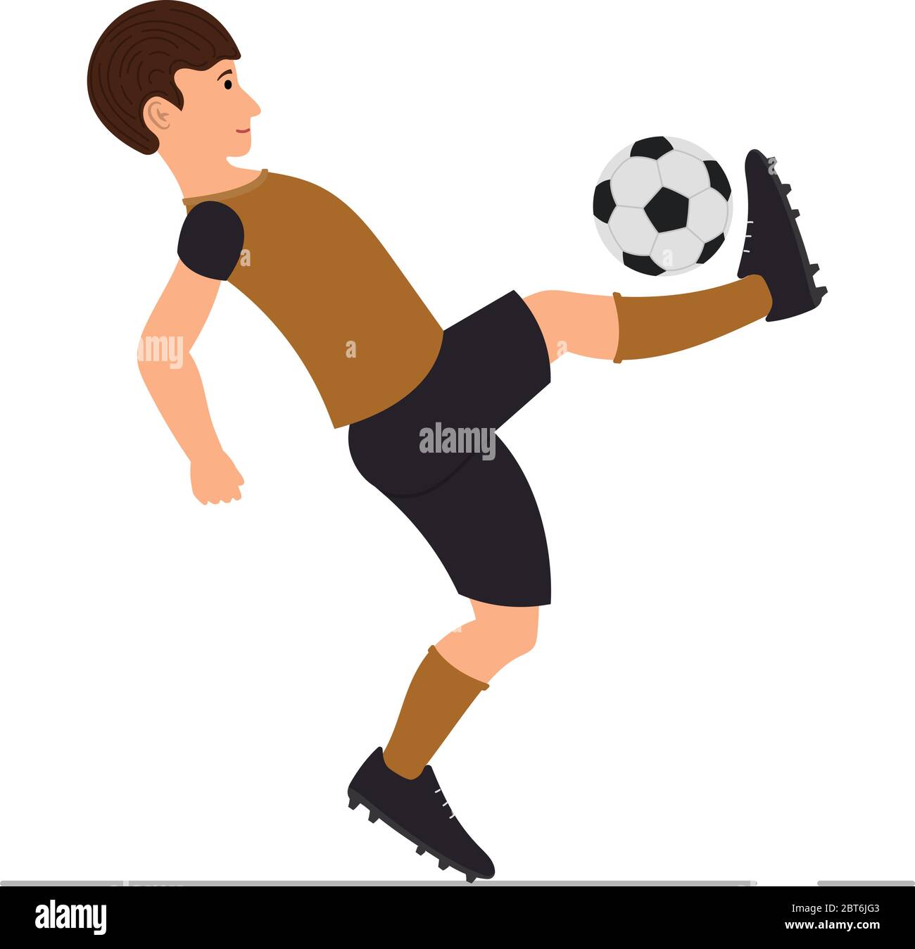 Teenager guy plays football, soccer player, man kicks a soccer ball ...
