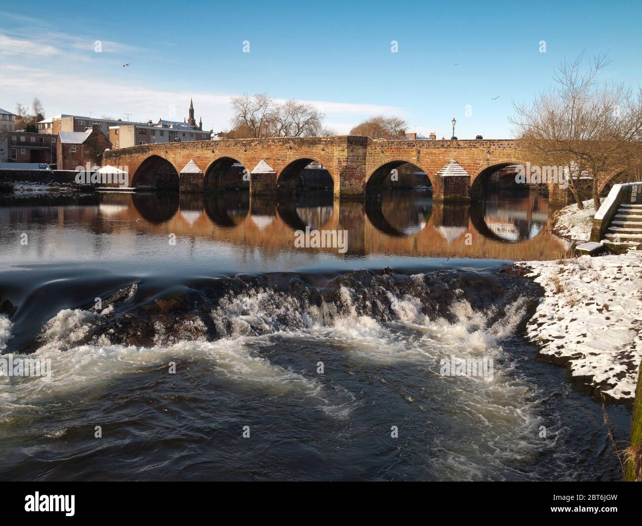 Dumfries Auld Brig in winter snow, Dumfries Stock Photo - Alamy