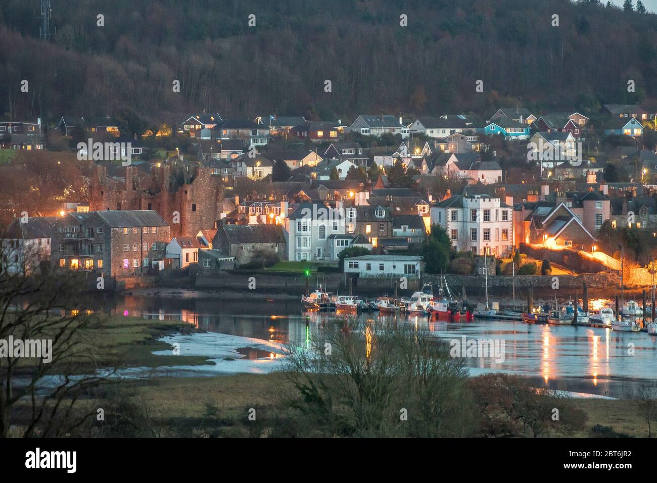 Kirkcudbright town by twighlight Stock Photo - Alamy
