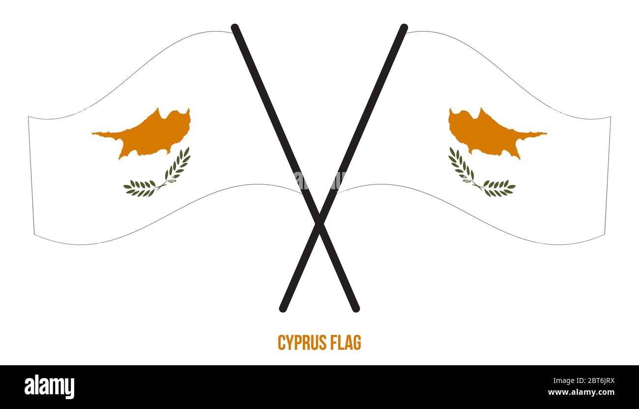 Two Crossed Waving Cyprus Flag On Isolated White Background. Cyprus ...