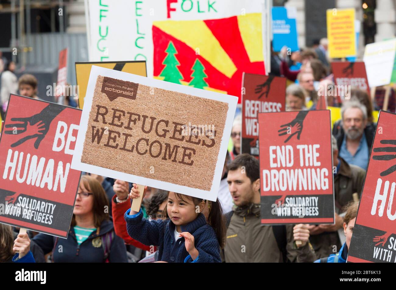 ‘Refugees Welcome Here’ march from Park Lane to Parliament Square to ...