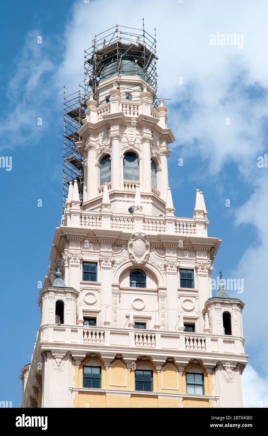 The top of historic Freedom Tower under reconstruction after the storm ...
