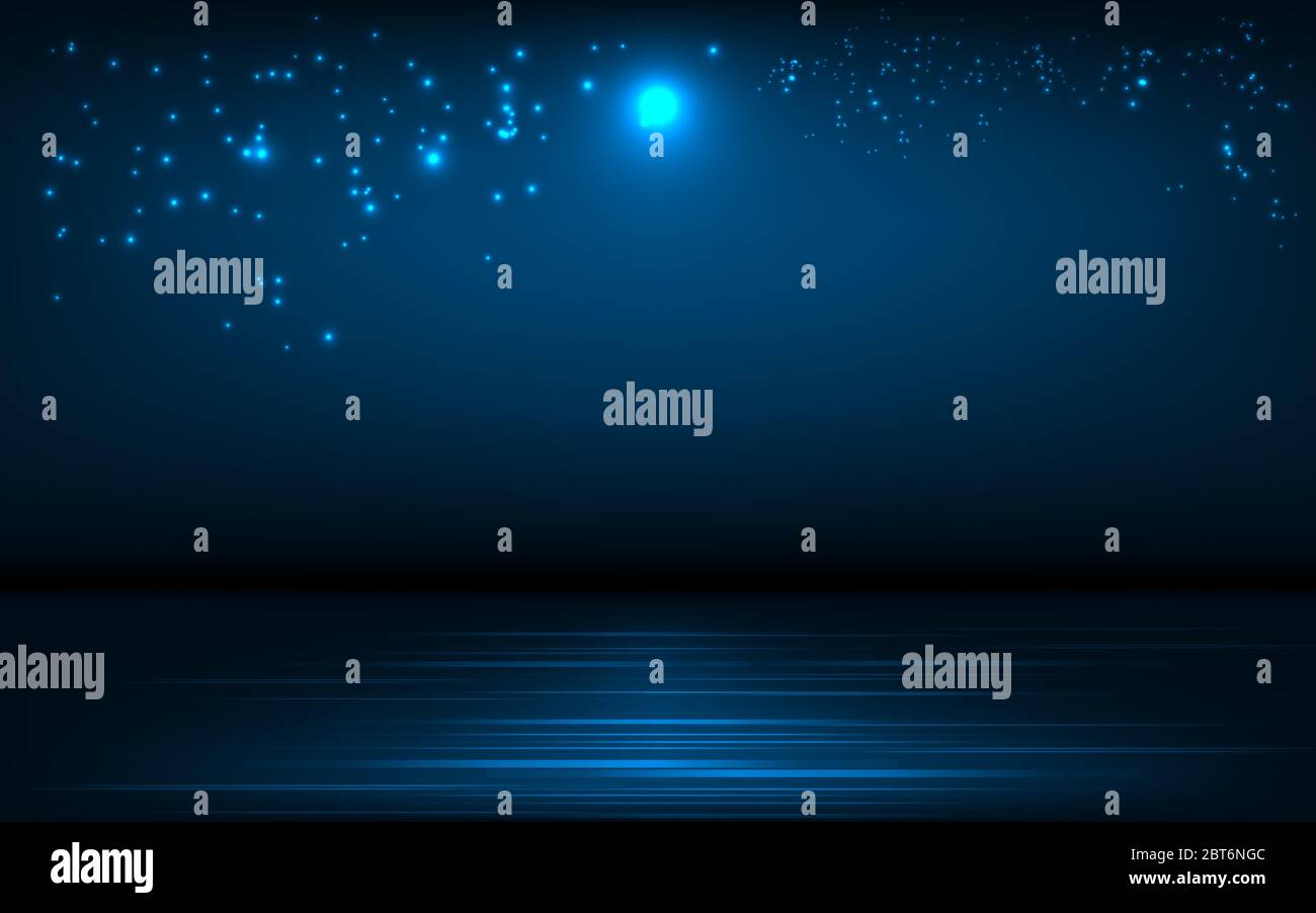 Background of the sea and the night sky with glittering stars, Dark ...