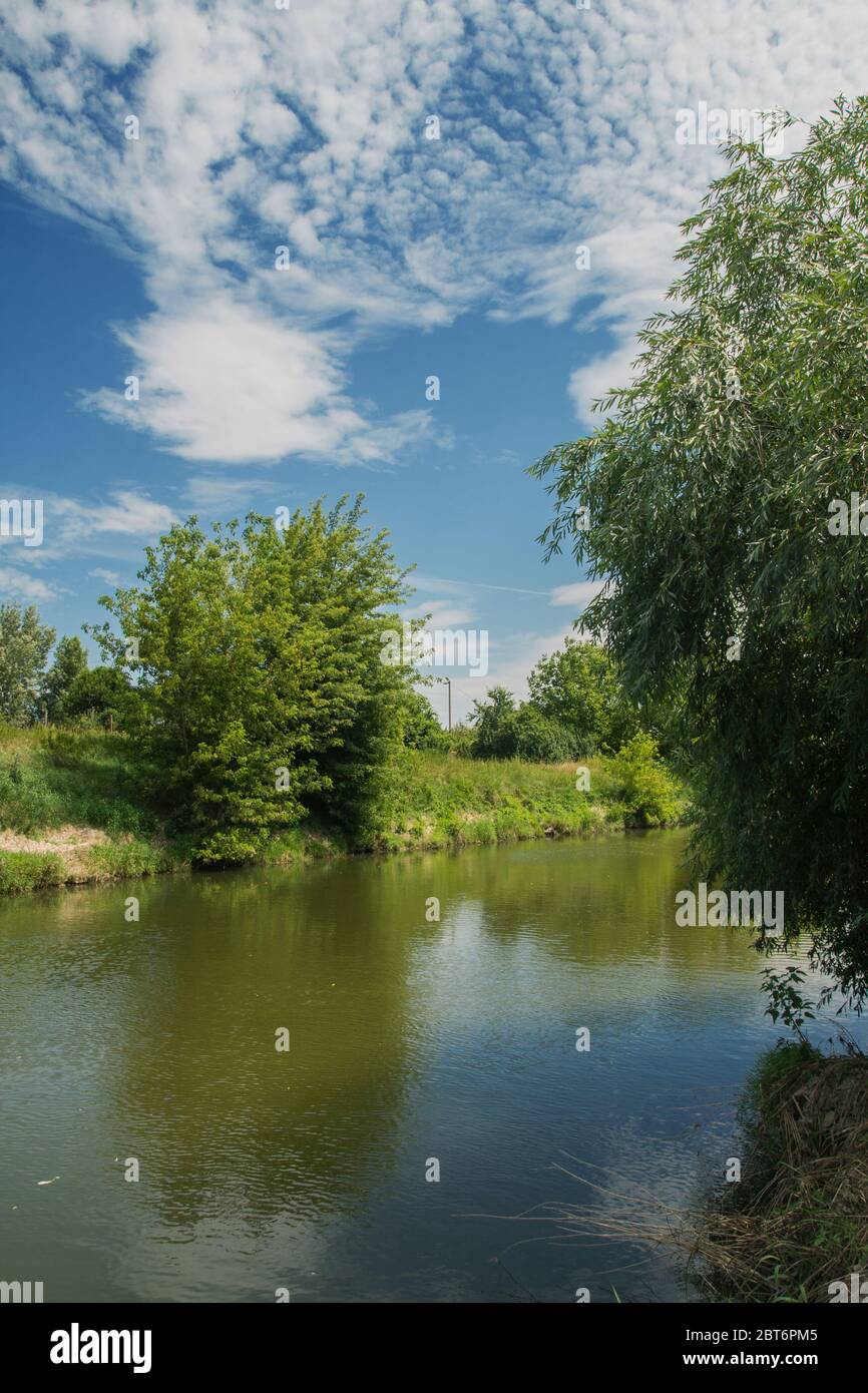 Wonderful landscape on Slovakia. Eastern Europe. Blue sky, white clouds ...