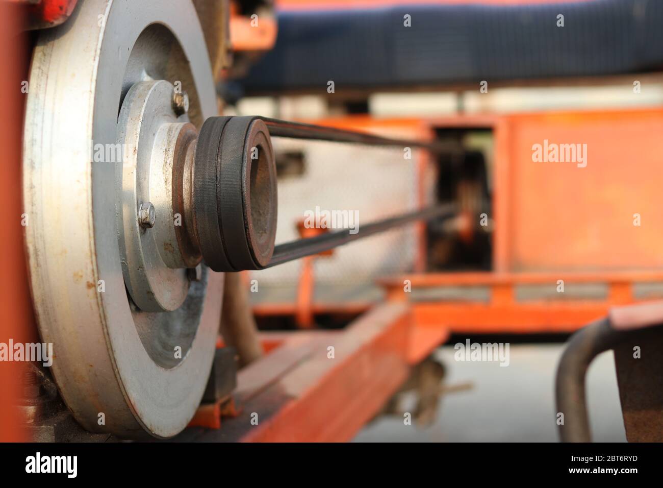 Belt drive pulley for power driving. Belt for driving tractors Stock ...
