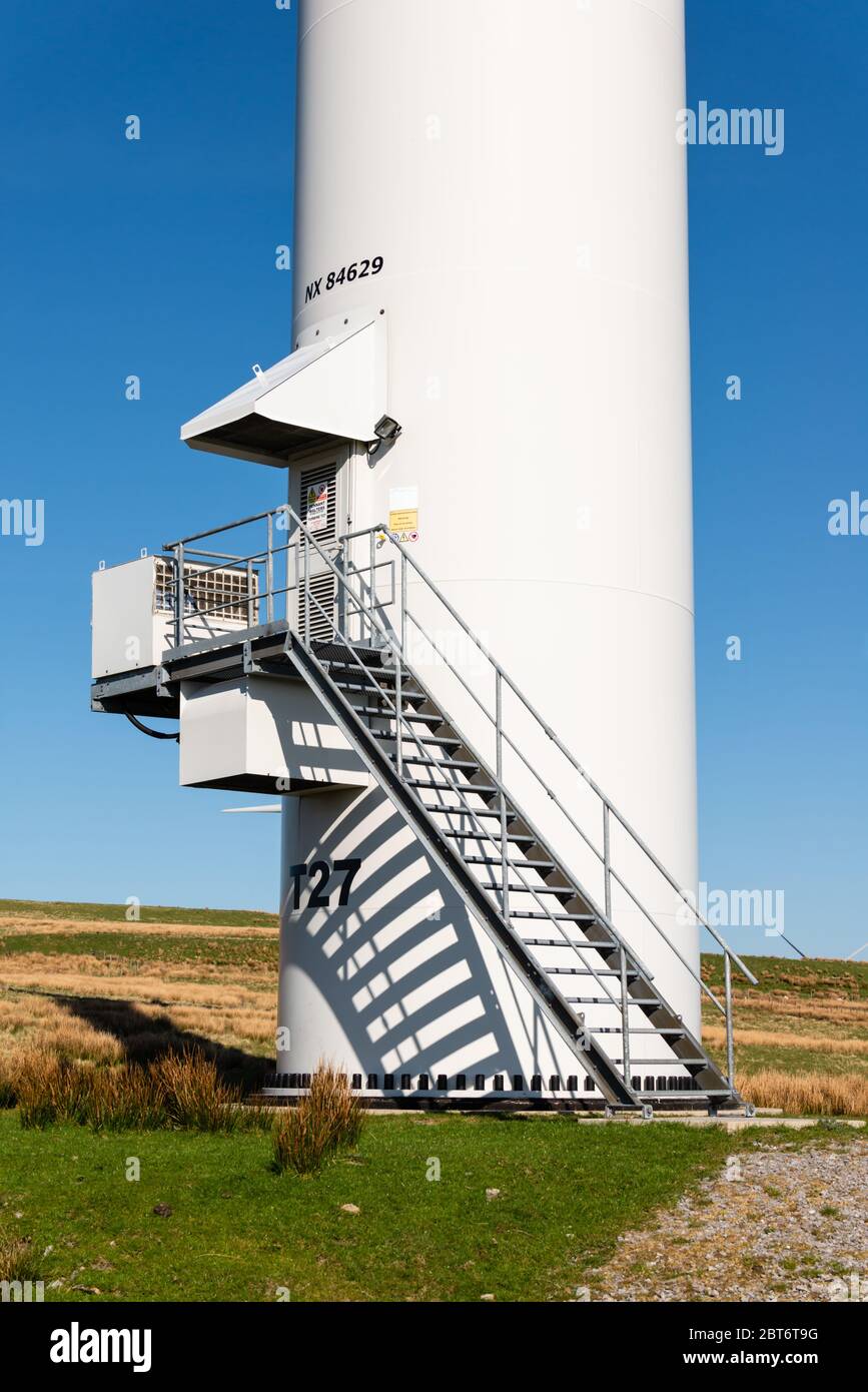Stairs leading to the door at the base of a wind turbine Stock Photo ...