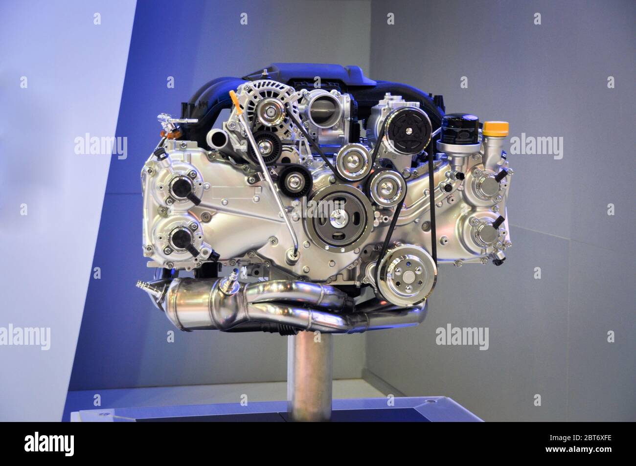 More powerful new generation car engine consuming less fuel Stock Photo ...