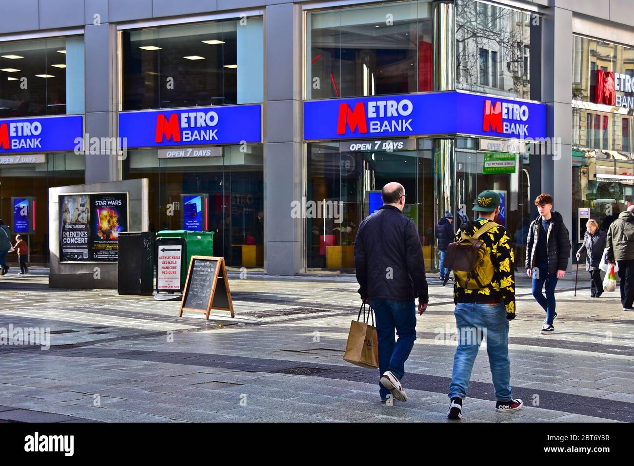 The modern Metro Bank building is located in Cardiff's Queen Street ...