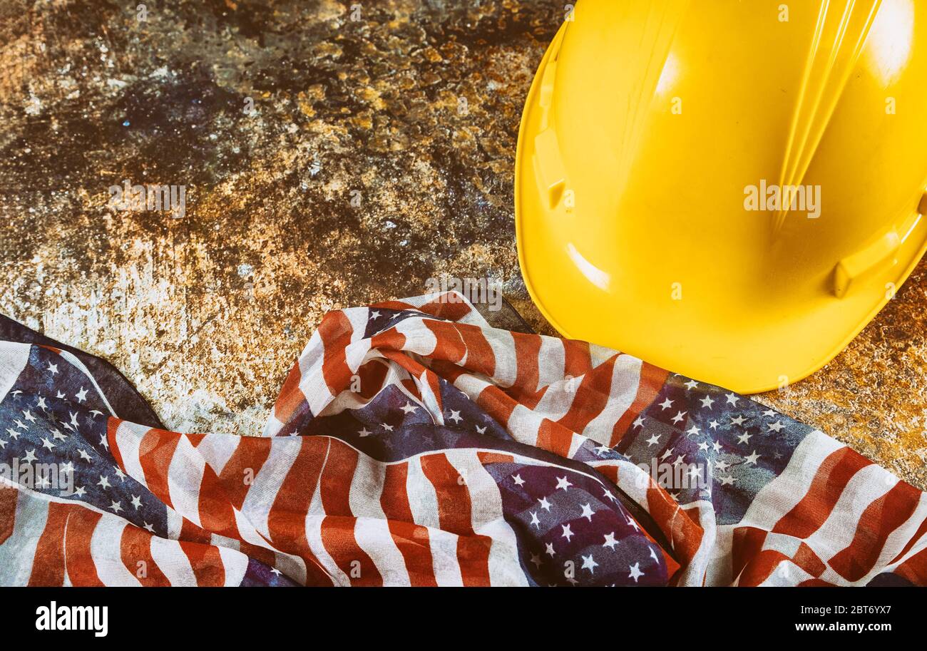 Happy Labor Day USA patriotic, yellow hard hat construction helmet USA ...