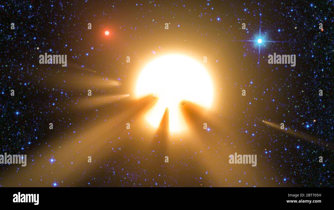 comets flying to the sun 3D art illustration. Elements of this image ...