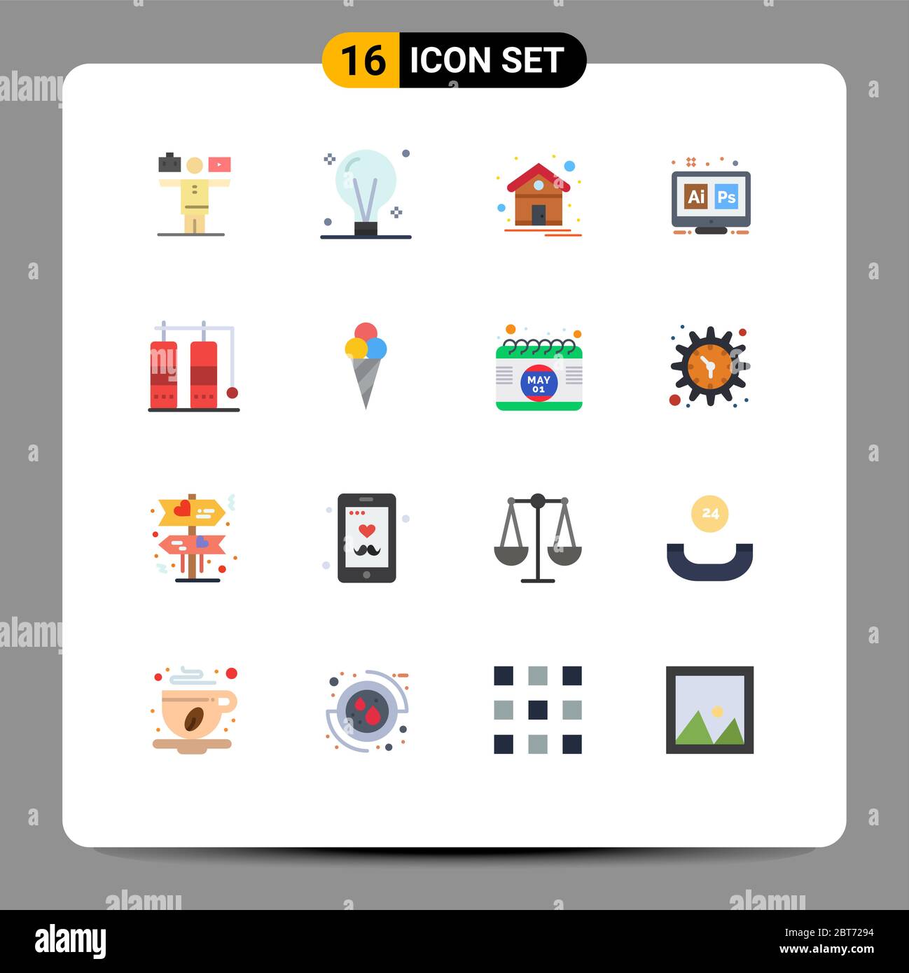 Universal Icon Symbols Group of 16 Modern Flat Colors of ai, ps, idea ...