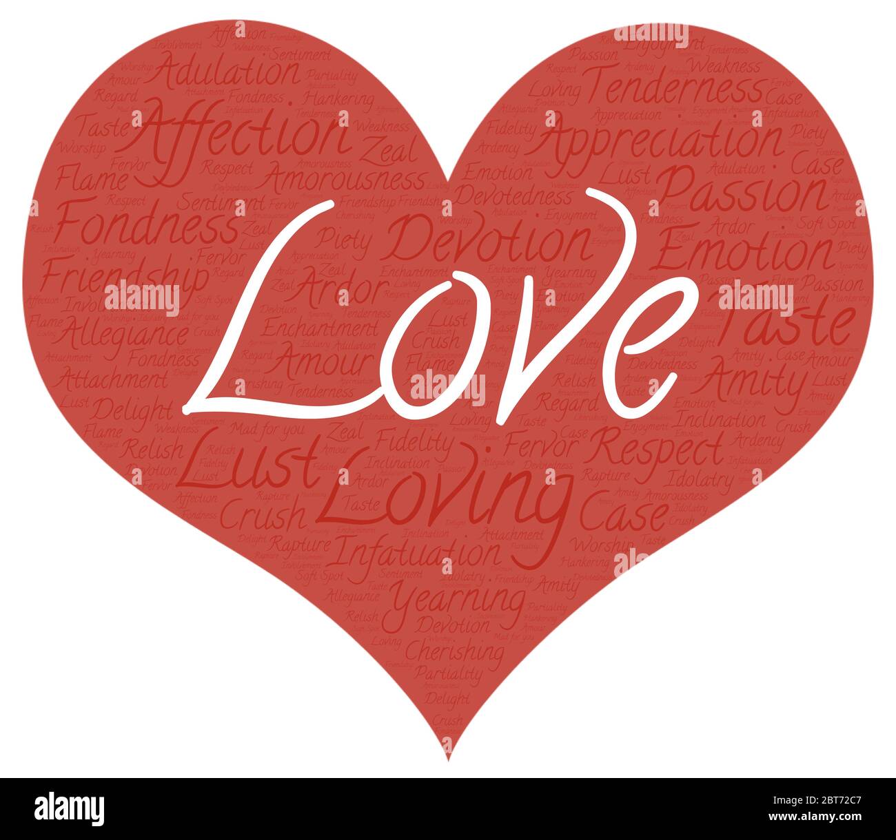 Love word cloud in the shape of a Heart Stock Photo - Alamy