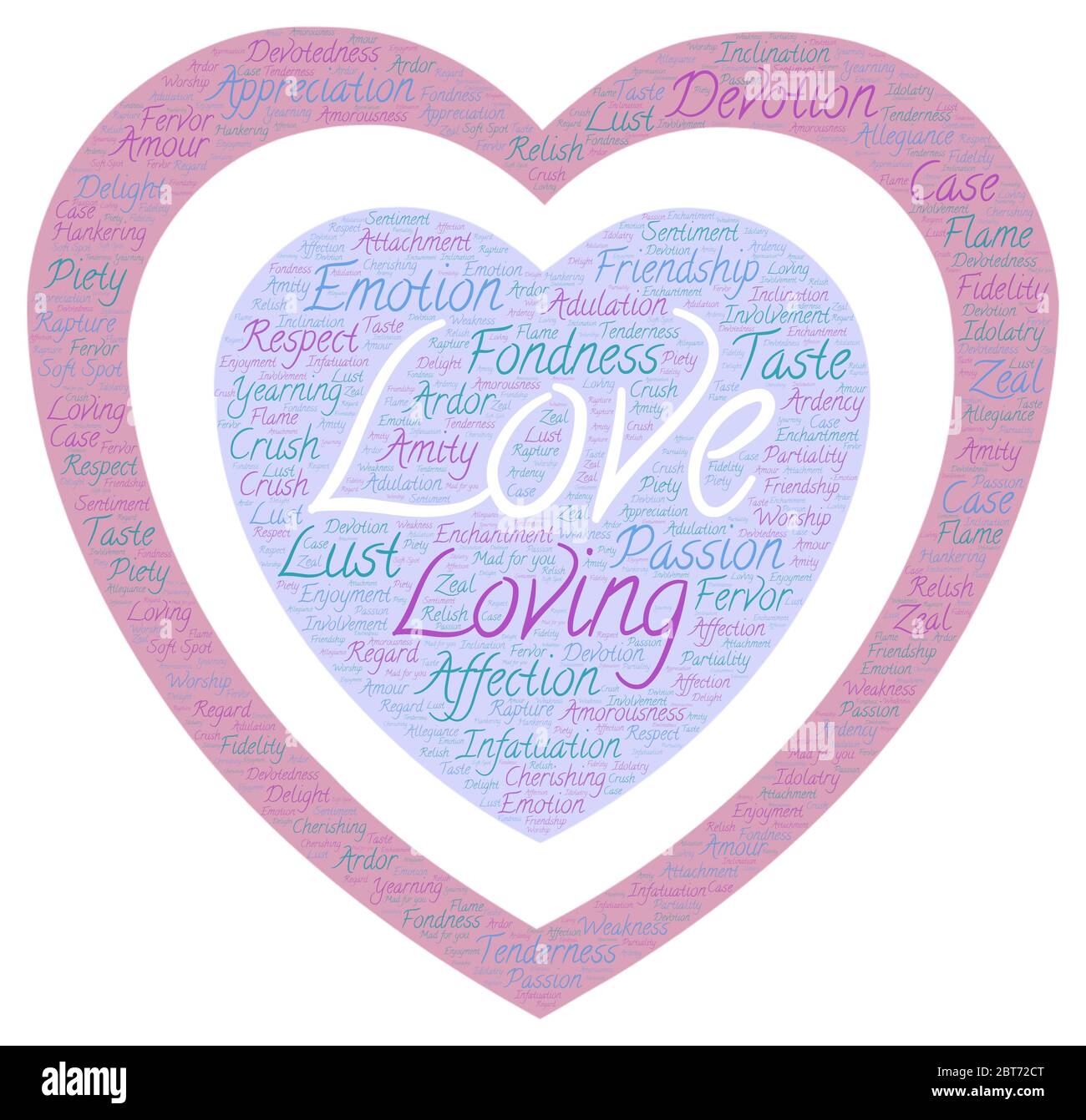 Love word cloud in the shape of a Heart Stock Photo - Alamy