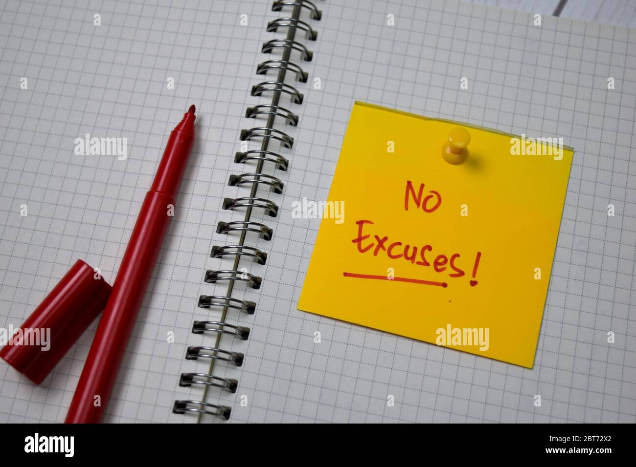 No Excuses! write on sticky note isolated on a book Stock Photo - Alamy