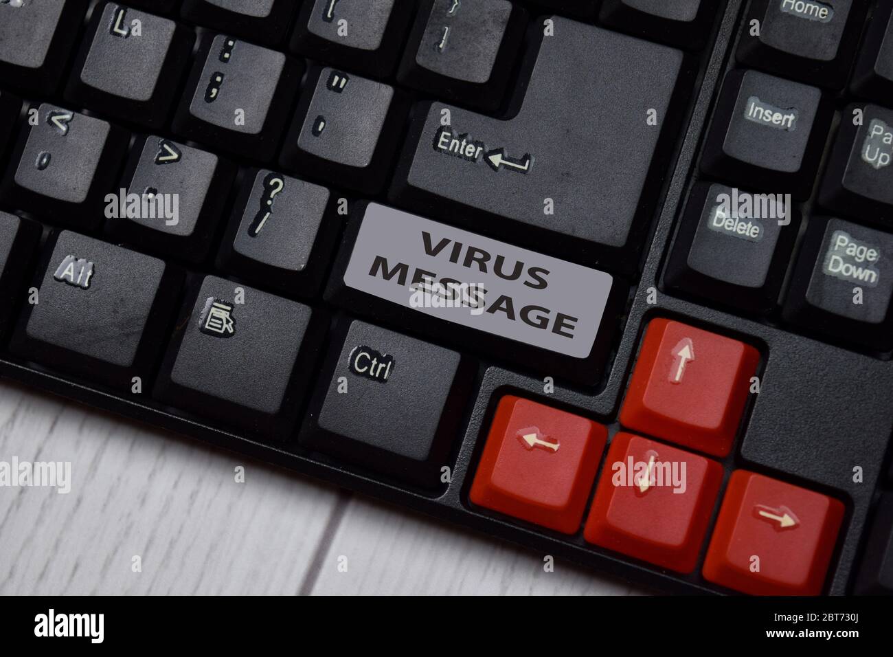 Virus Message write on keyboard isolated on laptop background Stock ...