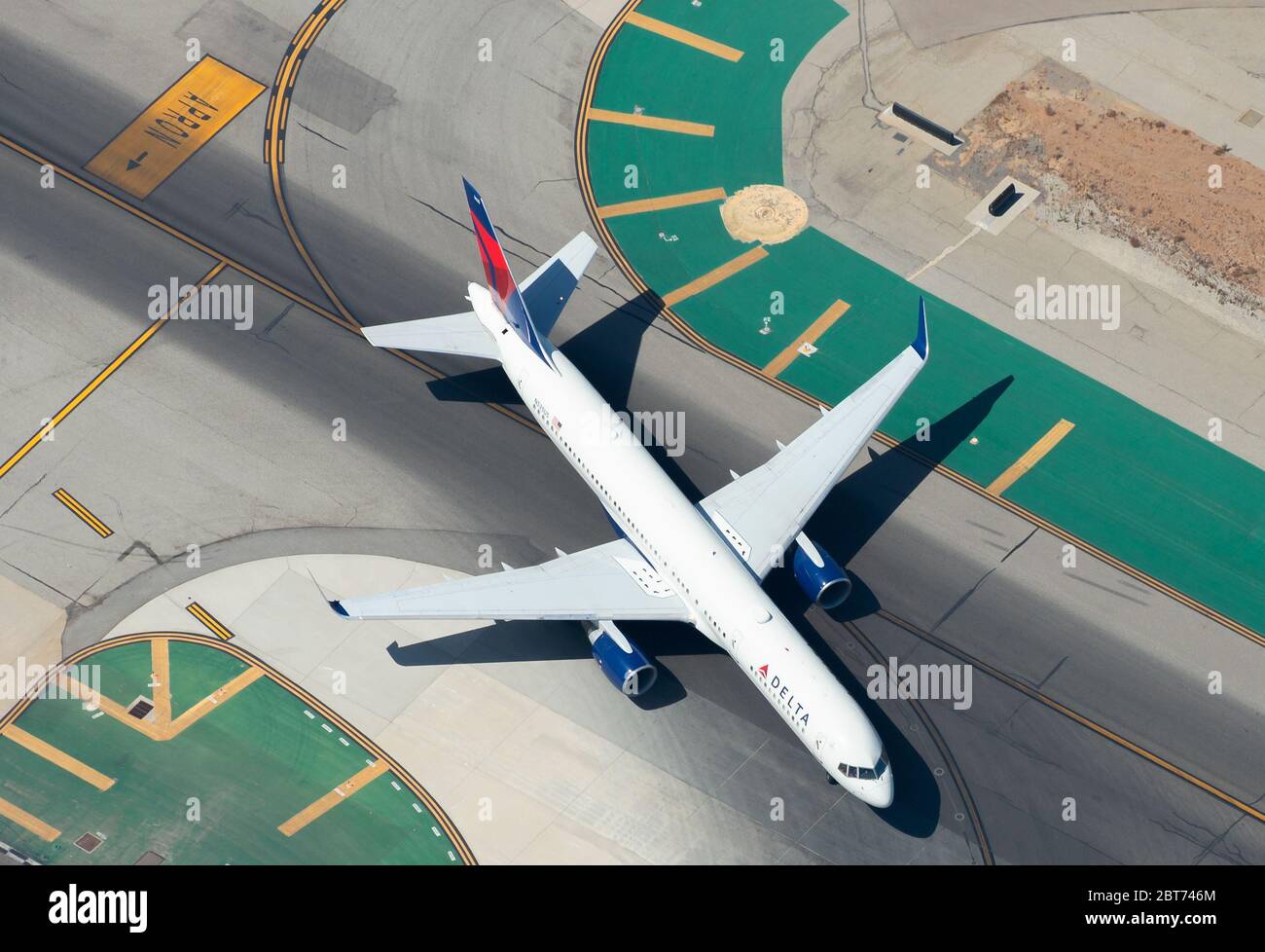 Delta Airlines Boeing 757 N535US with airport taxiway and runway marks ...