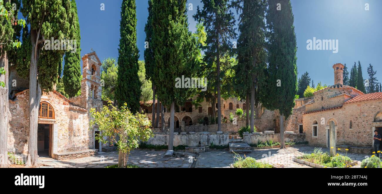 The church of the Kesariani monastery on mount Imitos Stock Photo - Alamy