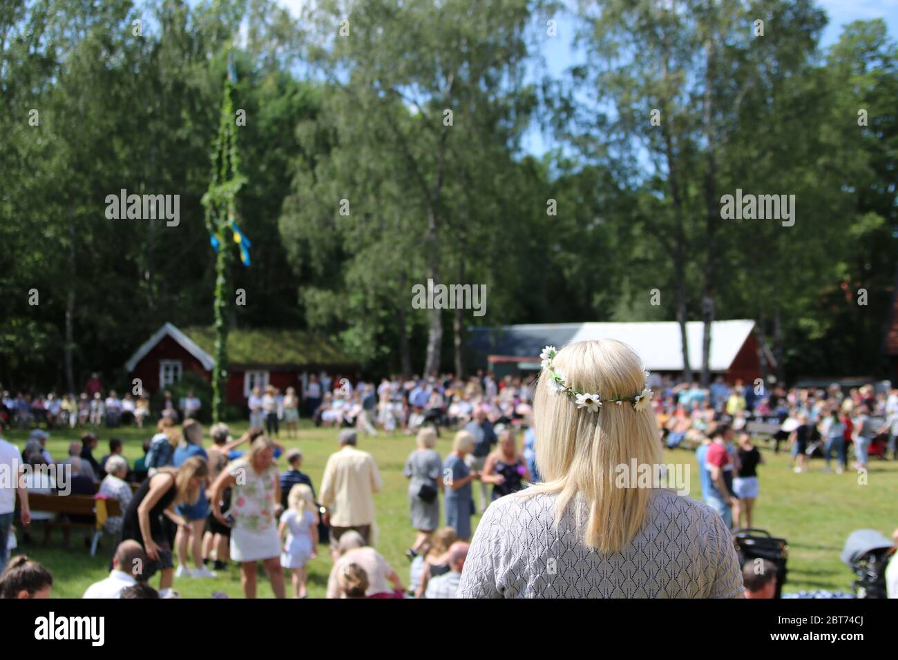 The traditional Swedish midsummer celebration in Sweden called ...